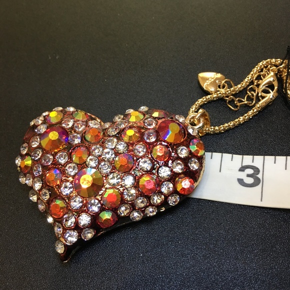 Betsey Johnson | Jewelry | Betsey Johnson Rhinestone Red Heart Necklace ...